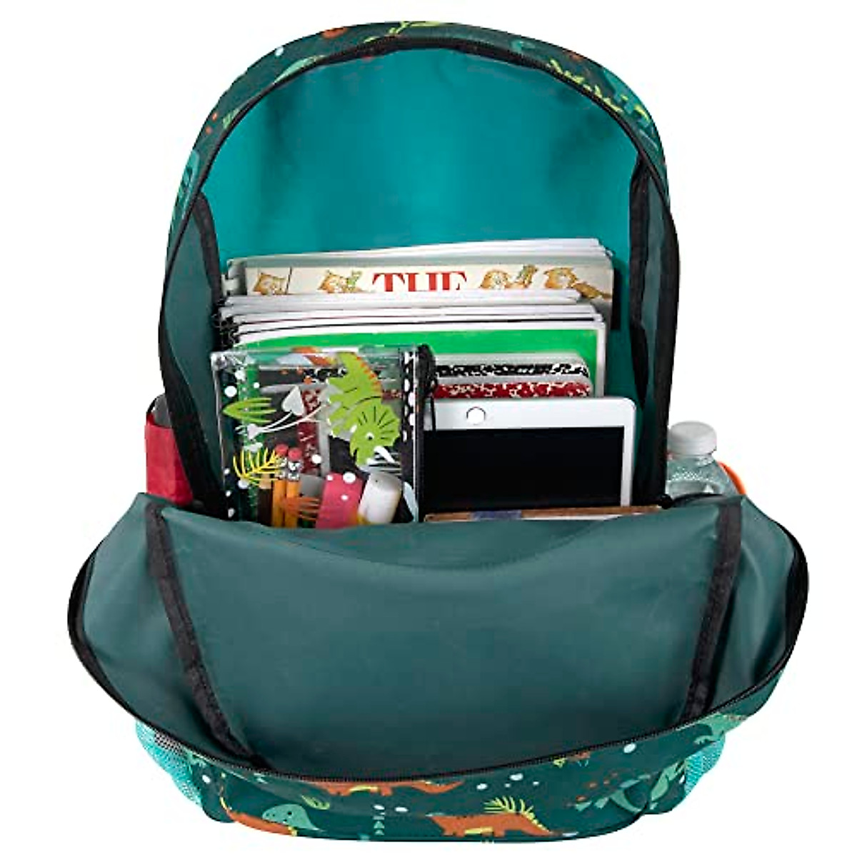 Trail maker Boys Backpack and Pencil Case Set for Kindergarten, Elementary School, 17 Inch Kids Backpack with Side Pockets (Goofy Grinning Dinos)