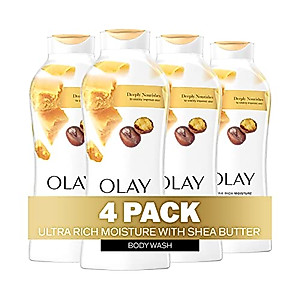 Olay Ultra Rich Moisture Body Wash for Women, Deeply Nourishes, Vitamin B3 Complex, Clinically Proven, Shea Butter Scent, 22 fl oz (Pack of 4)