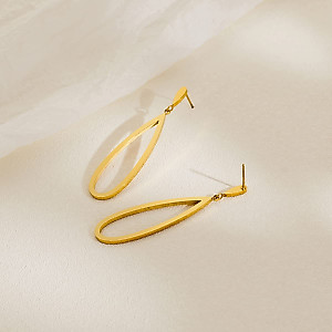 MUYAN 14K Gold Plated Waterdrop Geometric Drop Dangle Earrings for Women Stainless Steel Teardrop Dangle Earrings Trendy Jewelry