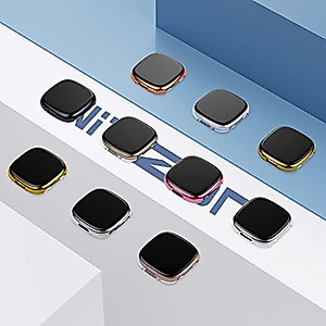 Witzon Compatible with Clear Fitbit Versa 4 Screen Protector/Sense 2 Case Covers, Shorb-Absorbing Soft TPU Replacement Screen Cover, Ultra Thin Bumper Smartwatch Versa 4 Protective Case Women Men
