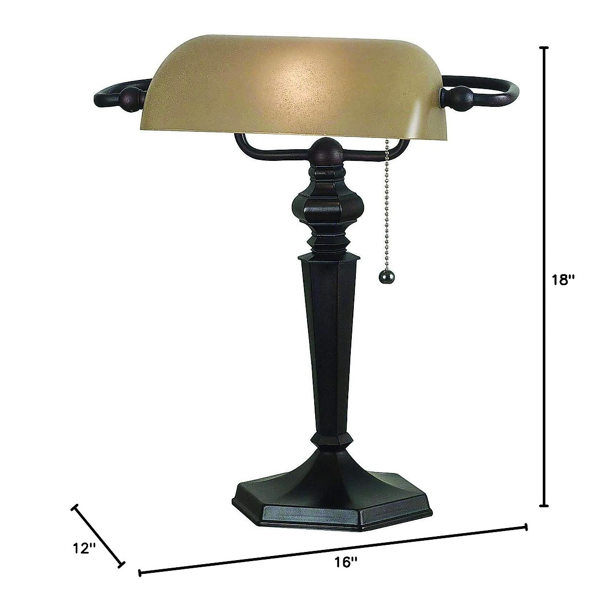 Kenroy Home Classic Banker Lamp ,15.5 Inch Height, 13 Inch Width, 10.5 Inch Ext. with Oil Rubbed Bronze Finish