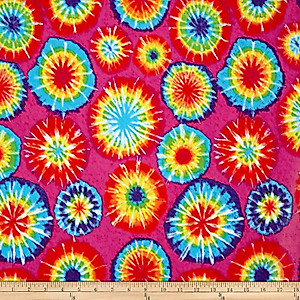 Springs Creative Products Jersey Knit Tie Dye Fuchsia Fabric By The Yard