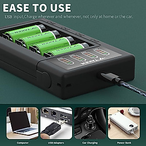 Taken 8 Pack CR123A Lithium Batteries 3.7V 123 Batteries Lithium [CAN BE RECHARGED] with Charger for Arlo VMC3030 VMK3200 VMS3330 3430 3530