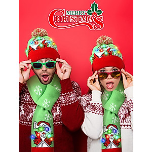 Eurzom 3 Pieces LED Light up Christmas Hat Xmas Light up Scarf Gloves Set Holiday Christmas Hat Beanie Knit Cap for Christmas Party (Sunglasses)