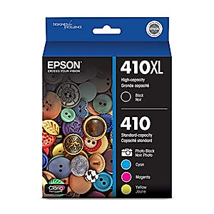 Epson 410XL Black & Standard Photo Black and C/M/Y Color Ink Cartridges, Combo 5 Pack (T410XL-BCS) & 410XL Photo Black Ink Cartridge, High Capacity (T410XL120)