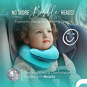BCOZZY Kids Bundle- 2 Travel Neck Pillows for Toddlers- Super Soft Head, Neck, and Chin Support, for Comfortable Sleep in Car Seat Booster and on The Plane- Washable, Light Purple and Light Blue