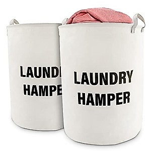 Laundry Basket 2 Pack Waterproof Collapsible Laundry Baskets Freestanding Canvas Fabric Dirty Clothes Hamper Home Bedroom College Dorms (Black Letter) 63L