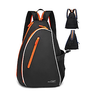 OUTPLORER Pickleball Bag for Men Women Pickleball Backpack Reversible Crossbody Sling Bag Sports Pickleball Sling Bag Adjustable Pickleball Backpack with Fence Hook (05Black)