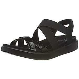 ECCO Women's Flowt Elastic Sandal, Black, 7-7. 5