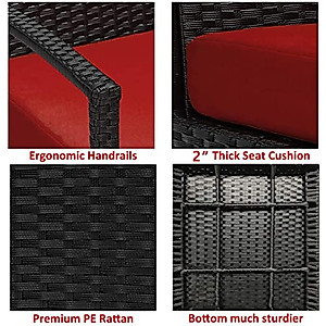 PROHIKER 3 PCS Patio Rattan Conversation Chair Set, 3 PCS Patio Wicker Rattan Furniture Set, Patio Wicker Rattan Table