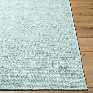 Mark&Day Washable Rugs, 7x9 Tobey Solid and Border Seafoam Area Rug, Green Carpet for Living Room, Bedroom or Kitchen (6'7" x 9', Machine Washable)