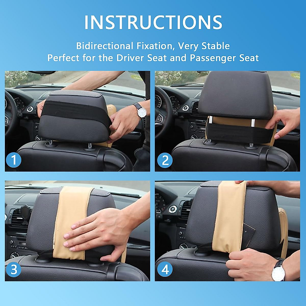 VISTABLUE Car Headrest Pillow, Car Neck Pillow for Car 100% Pure Memory Foam Neck Pillow with Breathable Removable Cover, Travel Car Neck Support Pillow for Neck Pain Relief