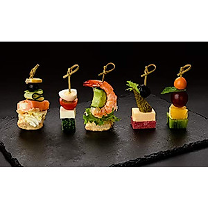 Cabot & Carlyle Bamboo Cocktail Picks 300 Pack 4.1 inch With Looped Knot Fancy Bamboo Toothpicks for Appetizers Cocktail Toothpicks Natural Bamboo Picks Bamboo Skewers 4 inch Long Toothpicks