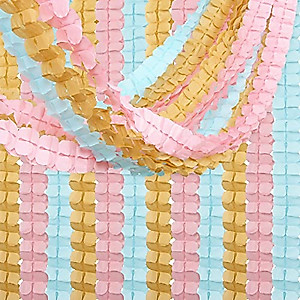 Blue-Pink Gold Party-Decorations Streamers Garland - 12pcs Gender Reveal Ideas 4-Leaf Clover Paper Streamer Wedding Birthday Bachelorette Engagement Baby Shower Supplies Banners Ouruola