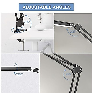 Knightsbrid LED Desk Lamp with Clamp,Adjustable Swing Arm Desk Lamp,Modern Architect Table Lamp for Study/Reading/Office/Work(Black)