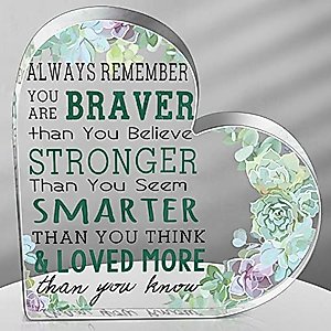 Inspirational Gift for Women Acrylic Encouragement Gift Cheer up Gifts Inspirational Office Desk Decor Inspirational Quotes Keepsake Sunflower Decoration for Home Office Room Table (Fresh Heart)