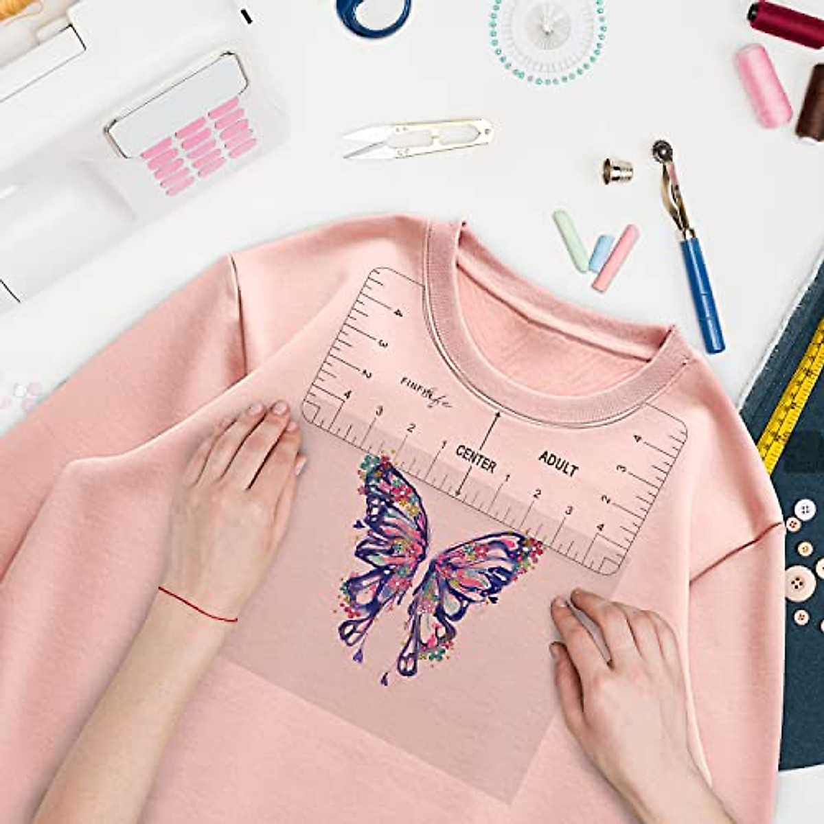 FINFINLIFE Tshirt Ruler Kit - 9Pcs, Transparent Tshirt Ruler Guide for Vinyl, Shirt Alignment, T Shirt Rulers to Center Designs, Shirt Ruler for Vinyl Alignment, T Ruler for Infant Toddler Youth Adult