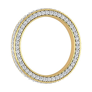 FINEROCK 1 Carat Prong Set Diamond Ladies Wedding Eternity Ring in 14K Yellow Gold - IGI Certified (Ring Size 7)