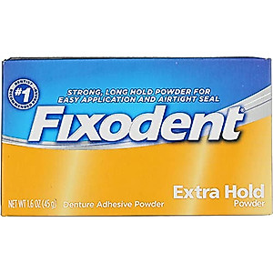 Fixodent Denture Adhesive Powder Extra Hold - 1.6 oz, Pack of 5