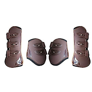Horm 4pcs Horse Tendon Boots, Adjustable Elasticity to Protect Tendon Tissue (Set of 4, XL, Brown)
