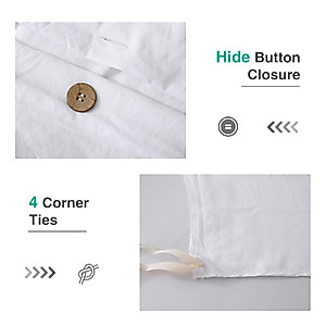 APSMILE Solid White Duvet Cover Set King Size, 3 Pieces with 1 Duvet Cover 106x90 Inches and 2 Shams (No Comforter), Soft Brushed Washed Cotton-Like Duvet Cover with Button Closure