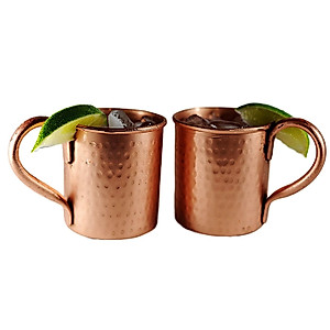 Alchemade 100% Pure Hammered Copper Mug Set - Set of 2 14 Oz Cups For Moscow Mules, Cocktails, Or Your Favorite Beverage - Keeps Drinks Colder, Longer