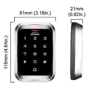 Visionis FPC-5292 One Door Access Control in Swinging Door 600lbs Maglock with VIS-3000 Outdoor Keypad/Reader with Mini Controller, No Software, EM Card, 1000 Users, Wireless Receiver with PIR Kit