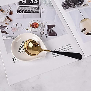 Coffee Spoon Rest Ceramic Coffee Spoon Holder Small Spoon Rest Coffee Station Decor Coffee Bar Accessories Porcelain Teaspoon Plates for Countertop Coffee Lovers Gift for Women and Men