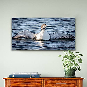 WRHIDBLSWRW Framed Canvas Wall Art Print On Canvas Loon Pictures Posters Artwork for Living Room Bedroom Ready to Hang Wall Decor 20X40