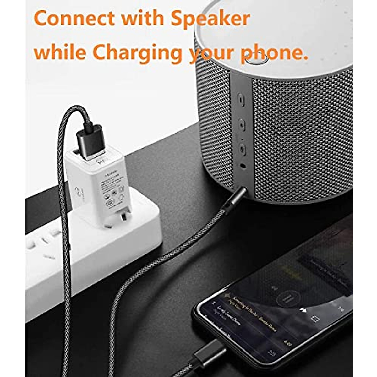 [Apple MFi Certified] Charging Audio Cable for iPhone,2 in 1 Lightning to 3.5mm Nylon Braided Aux Cord Works with Car Stereo Speaker Headphone Car Charger Compatible with iPhone13/ 12/11/XS/XR/8/7/SE