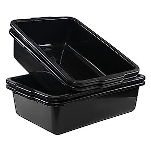 DynkoNA 4 Packs Plastic Utility Bus Box, 32 Liter Bus Tub Commercial Wash Basin Tote