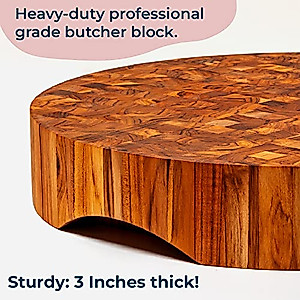 Ziruma Extra Large Round End Grain Teak Wood Cutting Board Bundle with Medium End Grain Teak Wood Cutting Board, 18 x 3 inches and 17 x 11 x 2 inches, Count of 2