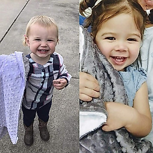 MEG ORIGINAL Lavender & Gray Minky Dot Baby Girl Blanket