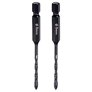 uxcell 2 Pcs Glass Concrete Drill Bit,Masonry Drill Bits Set Carbide Tip for Glass, Brick, Tile, Concrete, Plastic and Wood with Size 3mm