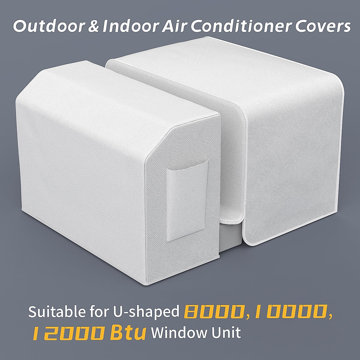 Flamorrw Outdoor Air Conditioner Cover and Indoor Air Conditioner Cover with Bag for U-Shaped Window AC Unit, Dustproof & Windproof Window AC Covers for Outside & Inside Unit Full Coverage Protection