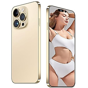 i15Ultra Cheap Unlocked Smartphone, 7.3Inch Original Incell HD Capsule Screen, 16GB RAM 1TB ROM, 5G Global Version Mobile Phones for Outdoor Adventure,Gold-1TB