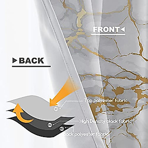 Shrahala Marble Golden Gold Kitchen Valances Half Window Curtain, Abstract Gold and White Marble Pattern Kitchen Valance for Window Ink Printing Valances Curtains for Kitchen Decor 52x18 inch(2pcs)