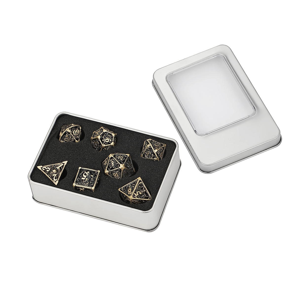 DND Metal Hollow dice Set, Medusa Design (Free Metal Box) dice Suitable for DND Dungeons and Dragons Roleplaying Game MTG d&d dice (Medusa Design)