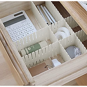 KITment 44Pcs Drawer Dividers with Fixing Buckle, Adjustable Drawer Organizer Storage Separator for Clothes, Cutlery, Socks, Underwear, Makeup, Dresser, Kitchen, Bedroom, Office, Bathroom, 14.5*2.75in