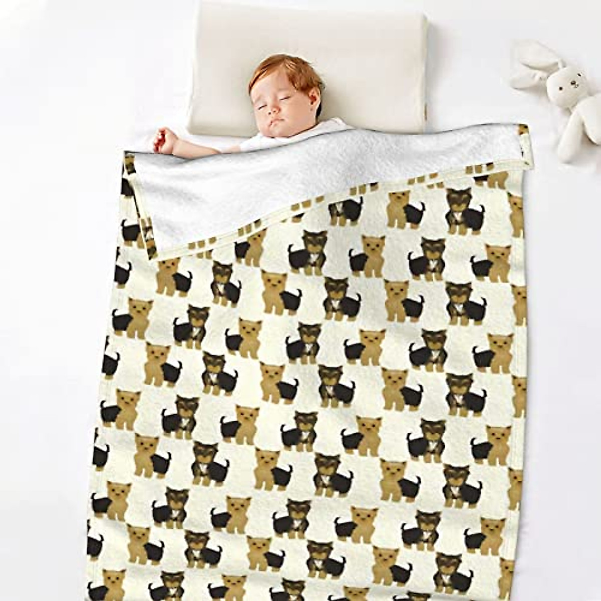 Yorkshire Terrier Cute Yorkie Dog Pet Fleece Blanket - All Season 300GSM Lightweight Plush Fuzzy Cozy Soft Flannel Throw Blanket for Bed Sofa Couch Travel Camping 30x50 inches