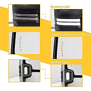 Towing Mirrors Switchback Turn Lights Compatible with 2003-2007 Chevy Silverado GMC Sierra Tow Mirrors with Turn Signal Light Running Lights Power Glass Backup Lamp Heated Pair (Black inside)