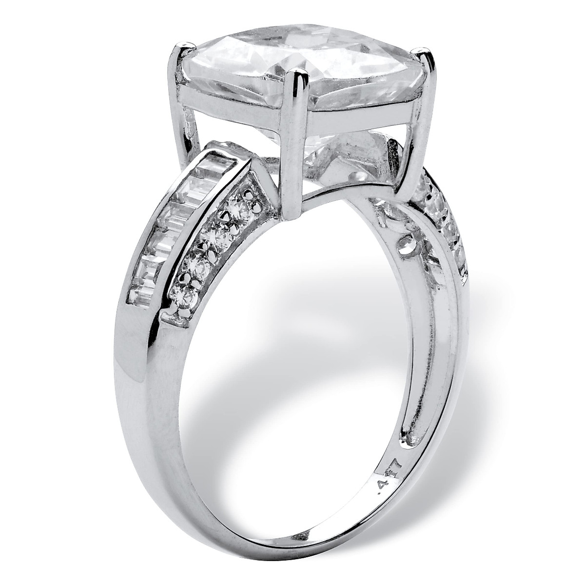 PalmBeach Jewelry 10K White or Yellow Gold Cushion Cut Cubic Zirconia Engagement Ring Size 6