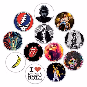 Moriso Rock Band Magnets (12 Pcs). Gifts Merch Album Cover Decoartions Funny Marble Crystal Sticker Decal Fridge Locker Metal Magnet Flexible Reuseable Magnetic Decor Teens