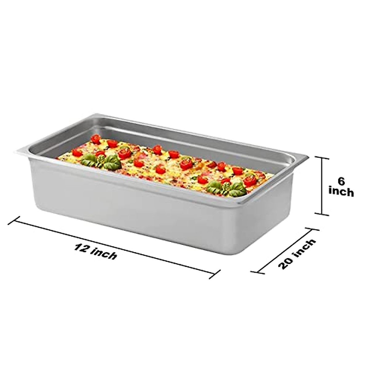 Kweetle 6 Pack Hotel Pans Steam Table Pan Full Size 6inch Deep Steam Pan Stainless 20.8" L x 12.8" W x 6" H Full Size Hotel Pan Anti Jam Steam Table Pan(6 PCS)