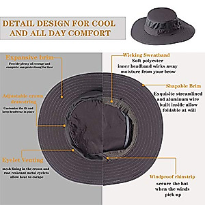 Fishing Hat,Sun Cap with UPF 50+ Sun Protection and Neck Flap,for Man and Women Dark Gray