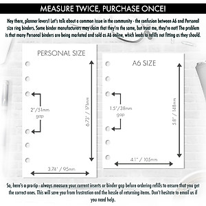 Personal size Contacts Address Book Planner Insert Refill, 3.74 x 6.73 inches, Pre-Punched for 6-Rings to Fit Filofax, LV MM, Kikki K and Other Binders, Choose Quantity