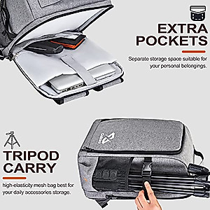 Golkcurx Camera Bag for DSLR/SLR Cameras，Camera Backpack Waterproof for Photographers Grey L