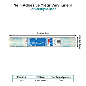 Con-Tact Brand - 60F-C9AC16-06 Creative Covering Self-Adhesive Semi-Transparent Privacy Film Protective Vinyl and Shelf Liner, 18" x 60', Clear Matte