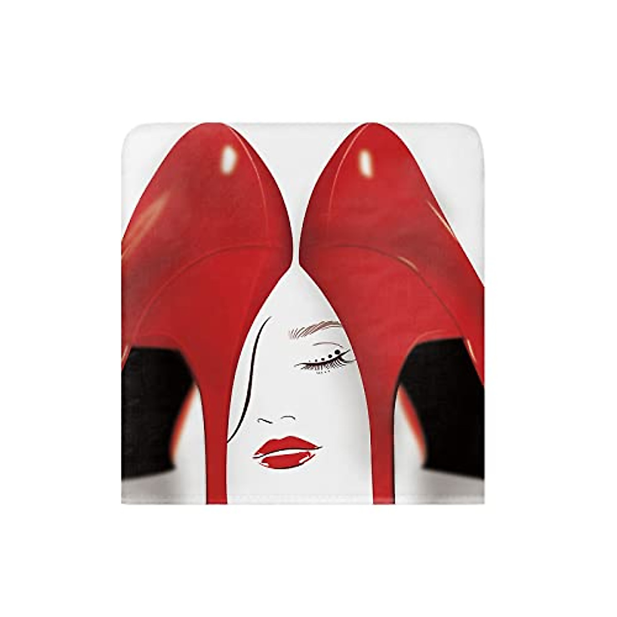 Maliyand Chair Back Cover, Sexy Red High Heels Fashion Woman Face Chair Covers Removable Chair Protector Slipcover for Dining Room, Kitchen, Restaurant, Set of 4