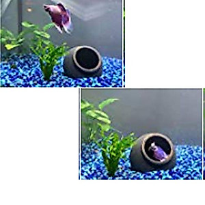Saim Ceramic Jar Aquarium Decorations Fish Tank Cichlid Cave Breeding Cones Cave for Betta Fish Amano Shrimp Cichlid Bonsai to Play, Hide and Rest - Black